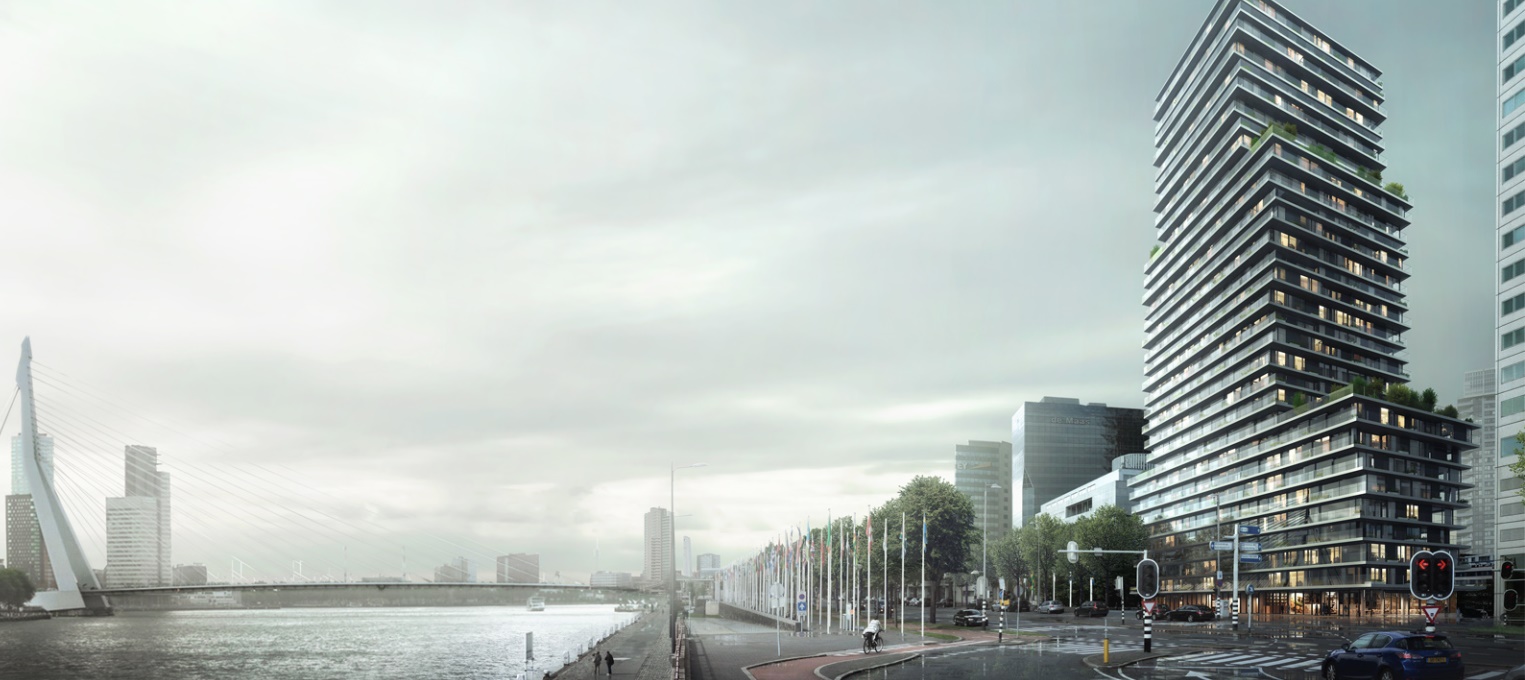 Terraced Tower: een Rotterdamse woontoren met uitzicht op de Maas